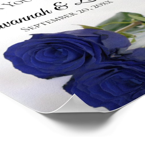 Elegant Navy Blue Rose Gifts & Cards Wedding Sign | Zazzle