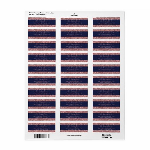 Elegant Navy Blue Rose Gold Glitter Sparkle Label | Zazzle