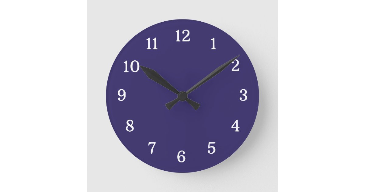 Elegant Navy Blue Round Clock | Zazzle
