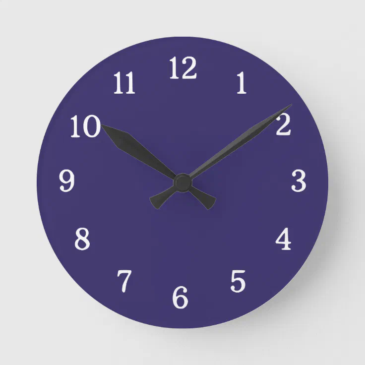 Elegant Navy Blue Round Clock | Zazzle