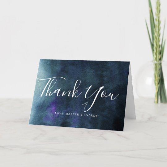 Elegant Navy Blue Watercolor Thank You Card | Zazzle.com
