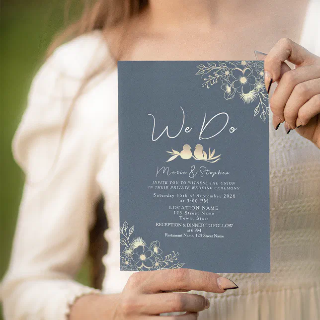 Elegant Navy Blue We Do Wedding Invitation | Zazzle