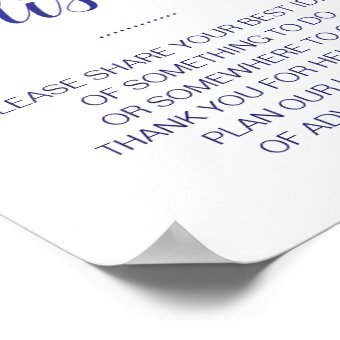 Elegant Navy Blue Wedding Bucket List Ideas Sign | Zazzle