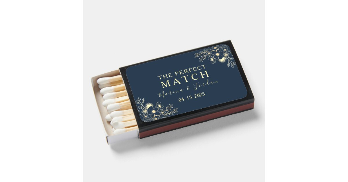 Elegant Navy Blue Wedding Favor Matchboxes | Zazzle
