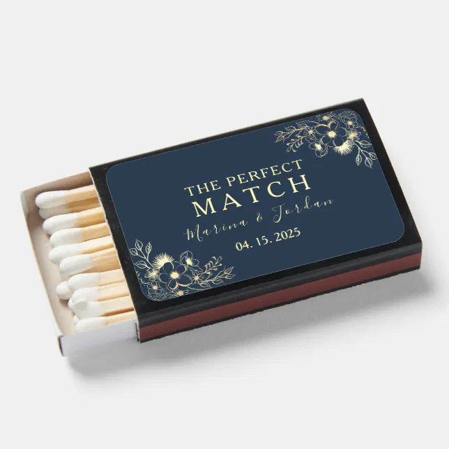 Elegant Navy Blue Wedding Favor Matchboxes | Zazzle