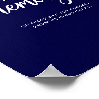 Elegant Navy Blue Wedding Memorial Sign | Zazzle