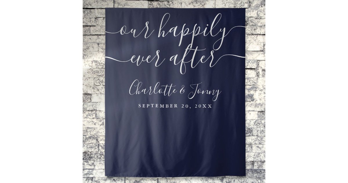 Elegant Navy Blue Wedding Photo Backdrop | Zazzle