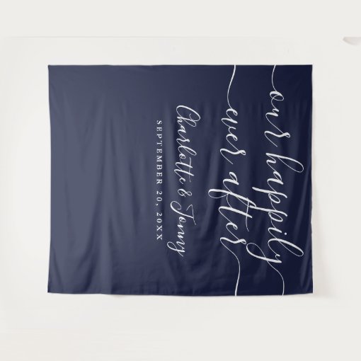Elegant Navy Blue Wedding Photo Backdrop | Zazzle