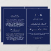 Elegant Navy Blue & White Wedding Program Template | Zazzle