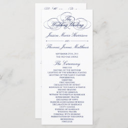 Elegant Navy Blue & White Wedding Program Template | Zazzle
