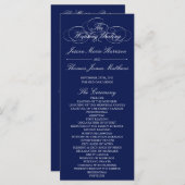 Elegant Navy Blue & White Wedding Program Template | Zazzle