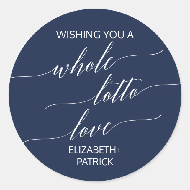 Elegant Navy Calligraphy Lottery Ticket Favor Classic Round Sticker ...