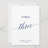 Elegant Navy Calligraphy Table Three Table Number | Zazzle