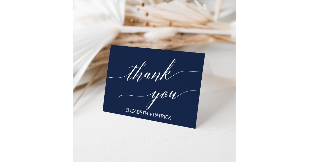 Elegant Navy Calligraphy Thank You Card | Zazzle