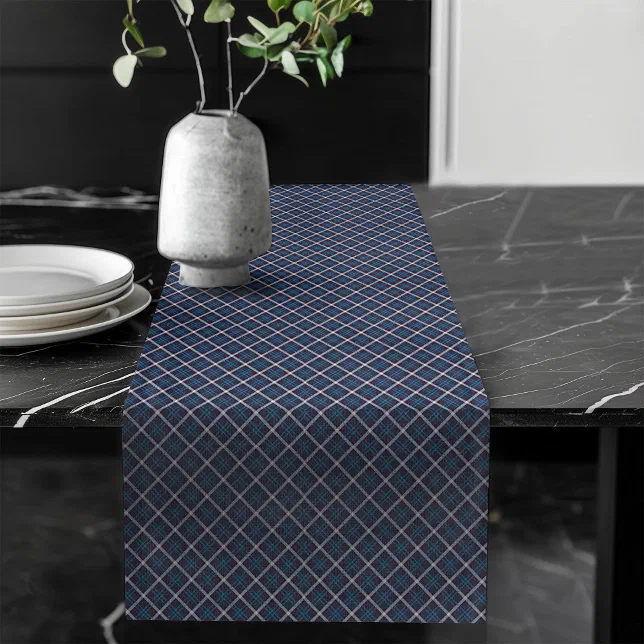 Elegant Navy Check Table Runner for Gatherings | Zazzle