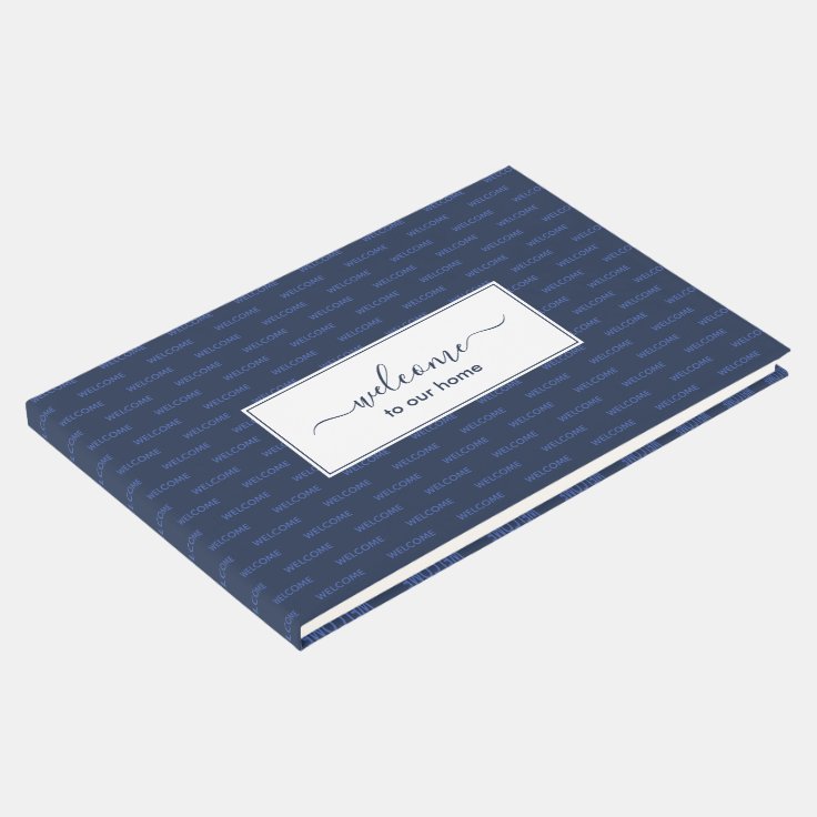 Elegant Navy Custom WELCOME TO OUR HOME Guest Book | Zazzle