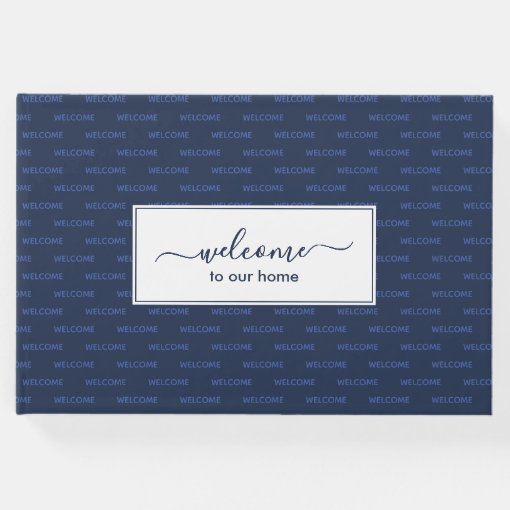 Elegant Navy Custom WELCOME TO OUR HOME Guest Book | Zazzle
