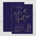 Elegant Navy & Gold Business Annual Silent Auction Invitation | Zazzle