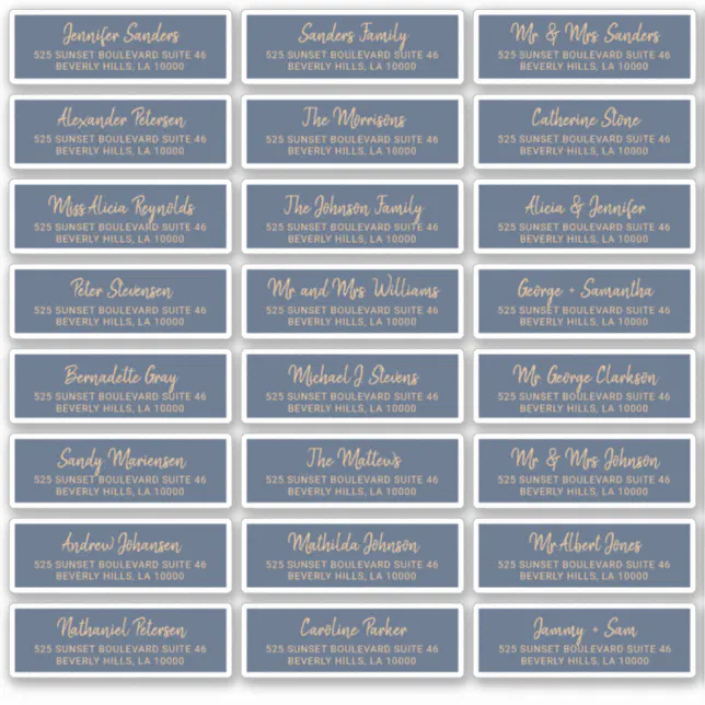 Elegant navy gold individual guest address labels | Zazzle