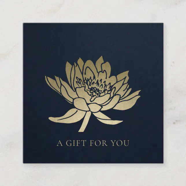 ELEGANT NAVY GOLD LOTUS FLORAL GIFT CERTIFICATE | Zazzle
