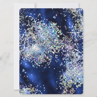 Elegant Navy Gold Silver Glitter Quinceañera Invitation | Zazzle