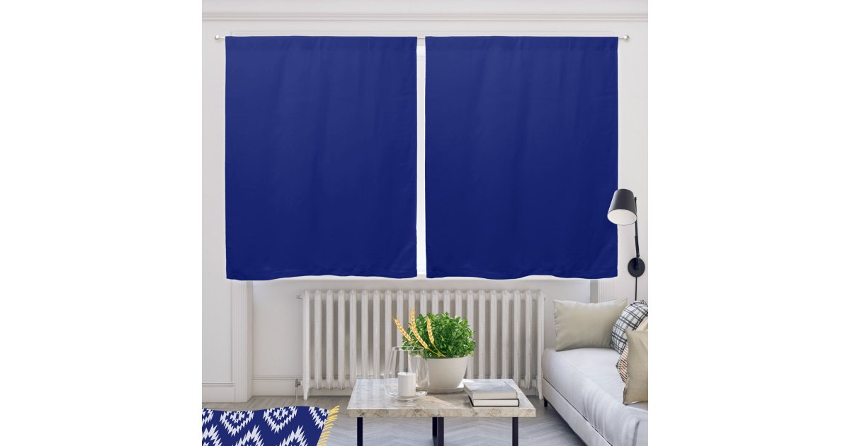 Elegant Navy Sapphire Blue Jewel Tone Minimalist Blackout Curtains | Zazzle