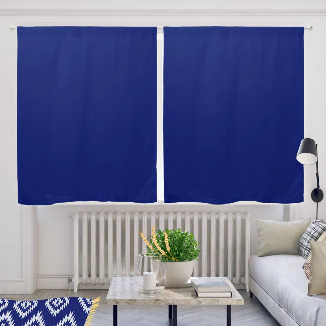 Elegant Navy Sapphire Blue Jewel Tone Minimalist Blackout Curtains | Zazzle