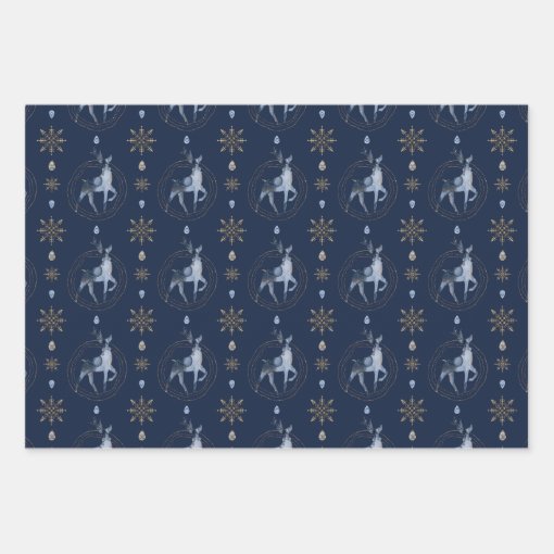 Elegant Navy Watercolor Ink & Golden Jewel Wrapping Paper Sheets | Zazzle