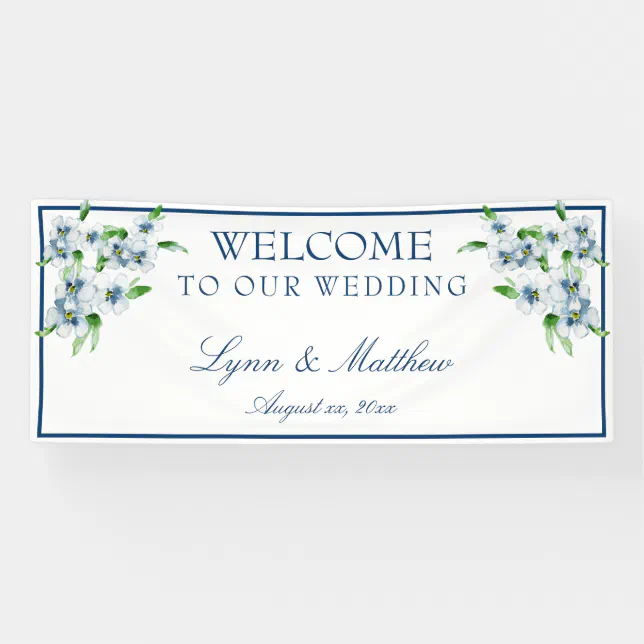 Elegant Navy & White Wedding Reception Banner | Zazzle
