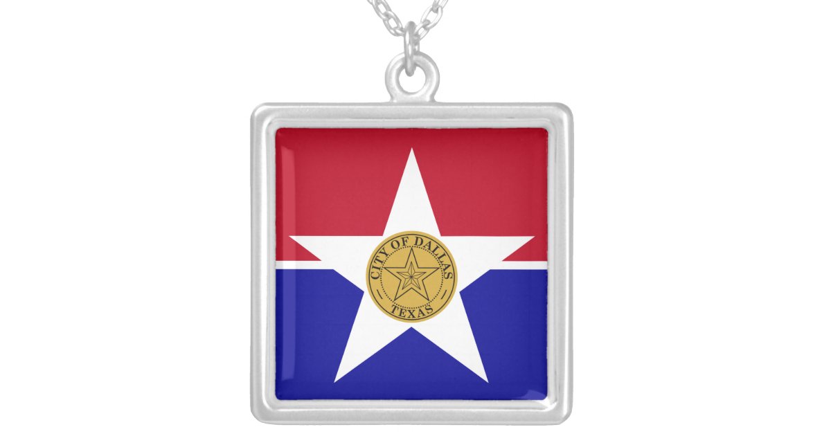 Elegant Necklace with Flag of Dallas, USA | Zazzle