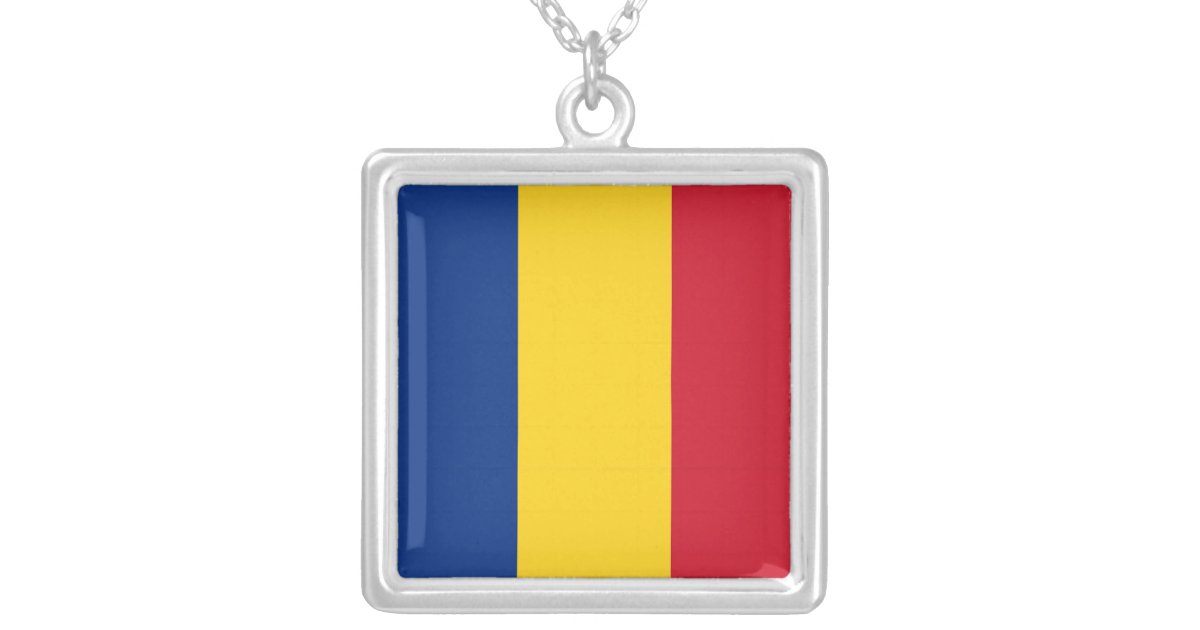 Elegant Necklace with Flag of Romania | Zazzle