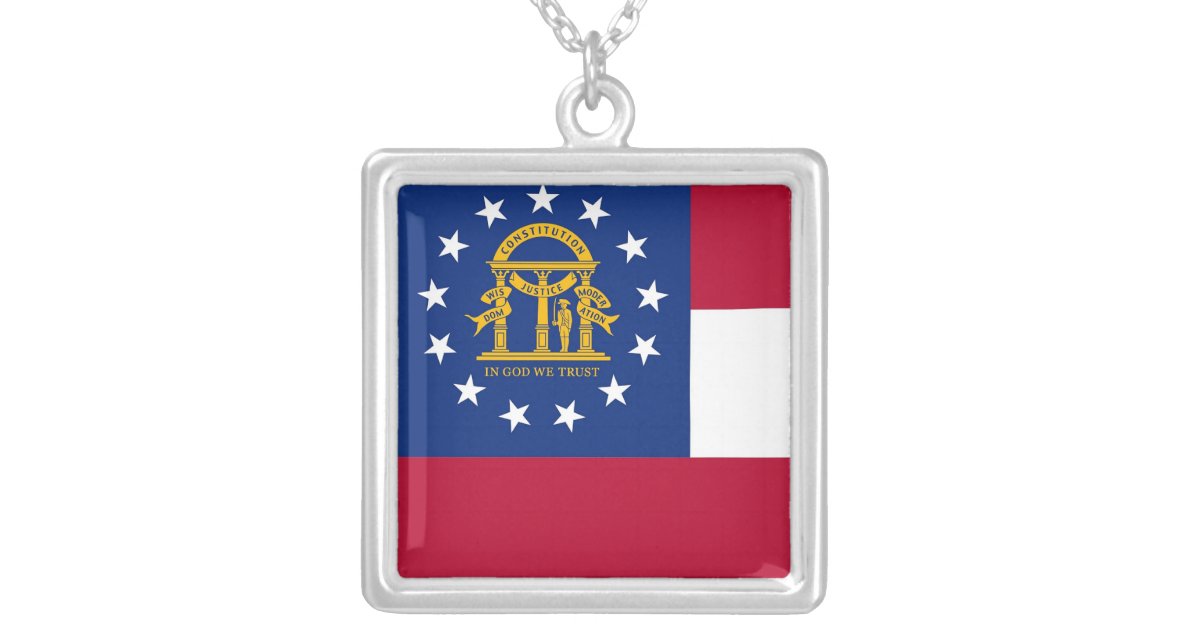 Elegant Necklace with Flag of the Georgia | Zazzle