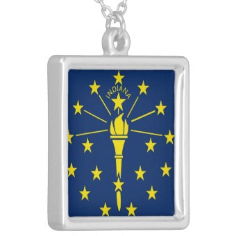 Elegant Necklace with Flag of the Indiana | Zazzle