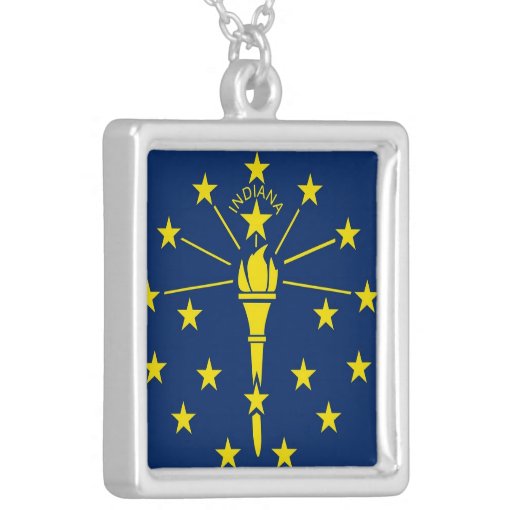 Elegant Necklace with Flag of the Indiana | Zazzle