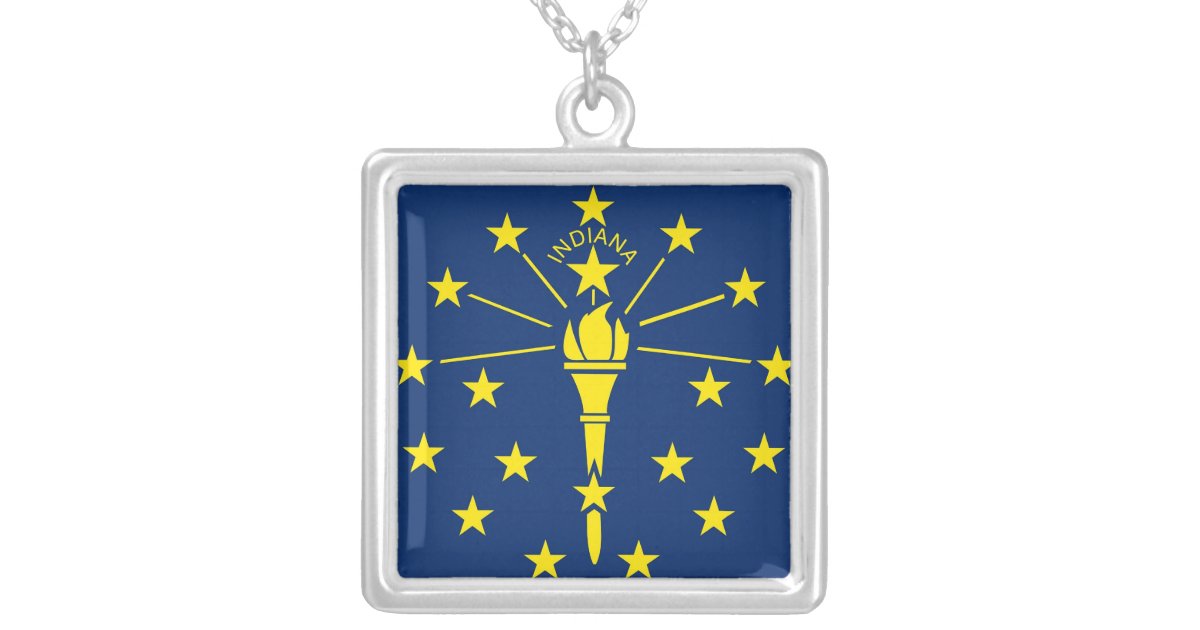 Elegant Necklace with Flag of the Indiana | Zazzle