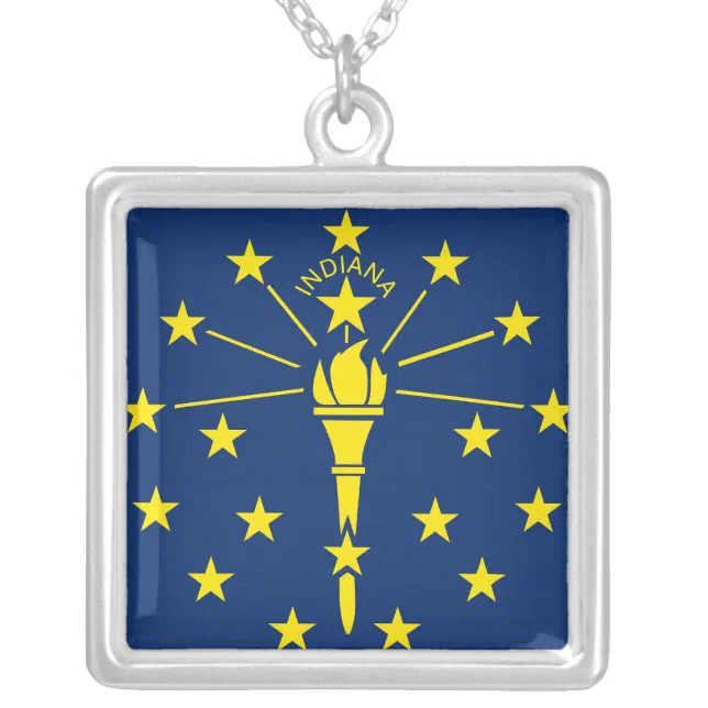 Elegant Necklace with Flag of the Indiana | Zazzle