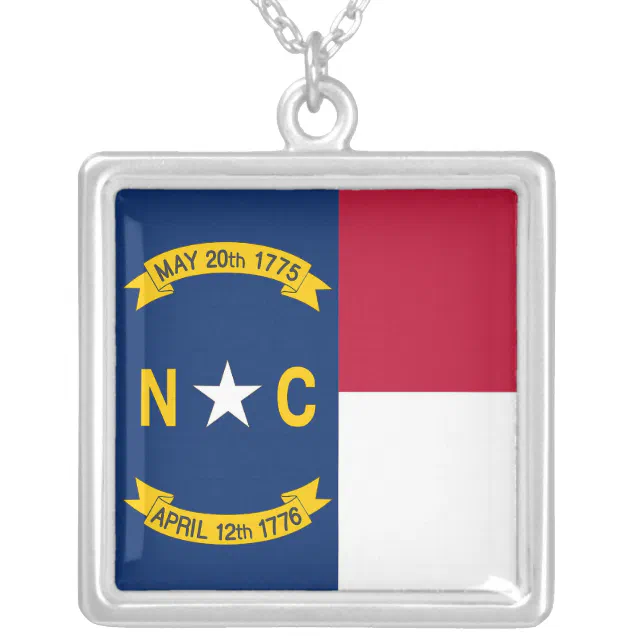 Elegant Necklace with Flag of the North Carolina | Zazzle