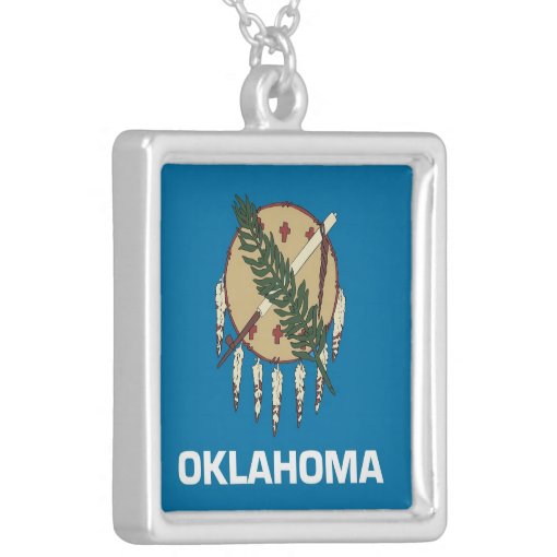 Elegant Necklace with Flag of the Oklahoma | Zazzle