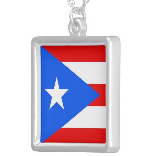 Elegant Necklace with Flag of the Puerto Rico | Zazzle