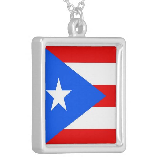 Elegant Necklace with Flag of the Puerto Rico | Zazzle
