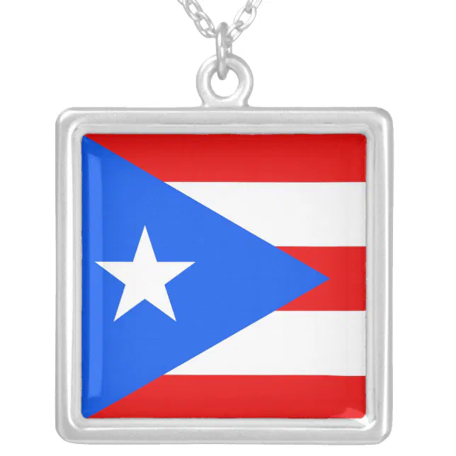 Elegant Necklace with Flag of the Puerto Rico | Zazzle