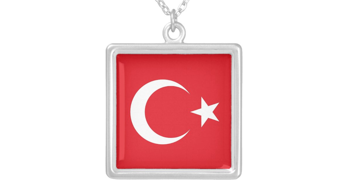 Elegant Necklace with Flag of Turkey | Zazzle