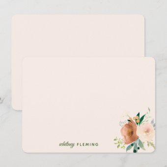 Elegant Neutral Boho Watercolor Floral Personal Note Card | Zazzle