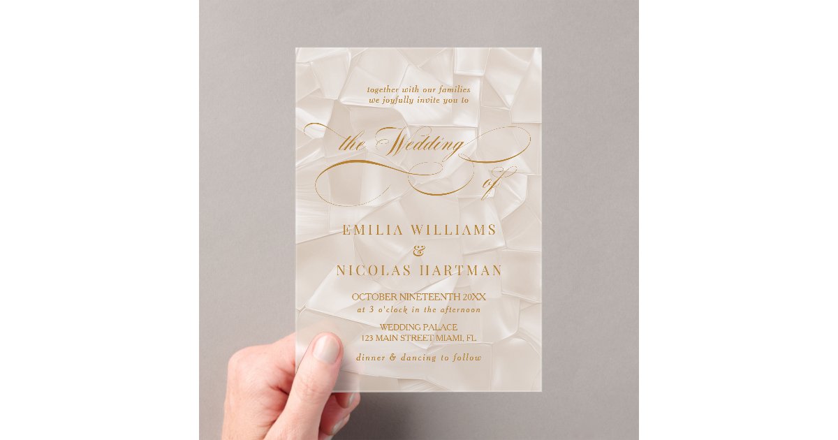 Elegant Neutral Script Wedding Acrylic Invitations | Zazzle