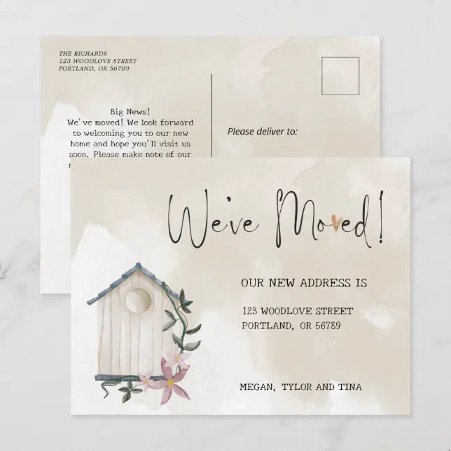 Elegant New Address Moving Announcement Postcard | Zazzle