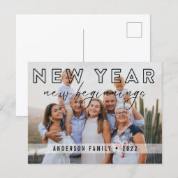Elegant New Year New Beginnings Calligraphy Photo Postcard | Zazzle