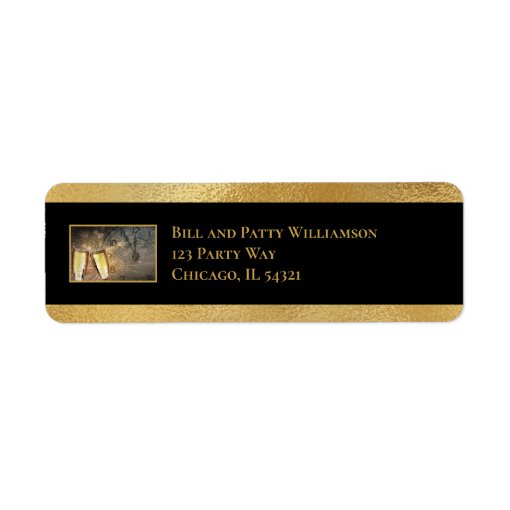 Elegant New Year's Eve Black Gold Party Address Label | Zazzle