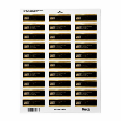 Elegant New Year's Eve Black Gold Party Address Label | Zazzle