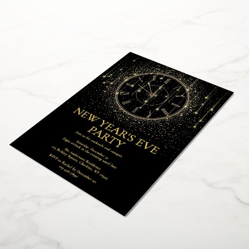 Elegant New Year's Eve Party Foil Invitation | Zazzle