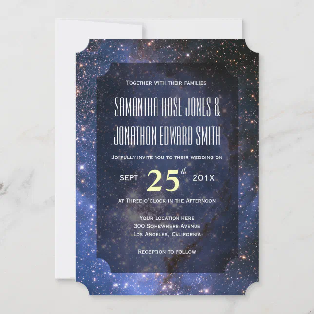 Elegant Night Sky / Space Theme Wedding Invitation | Zazzle